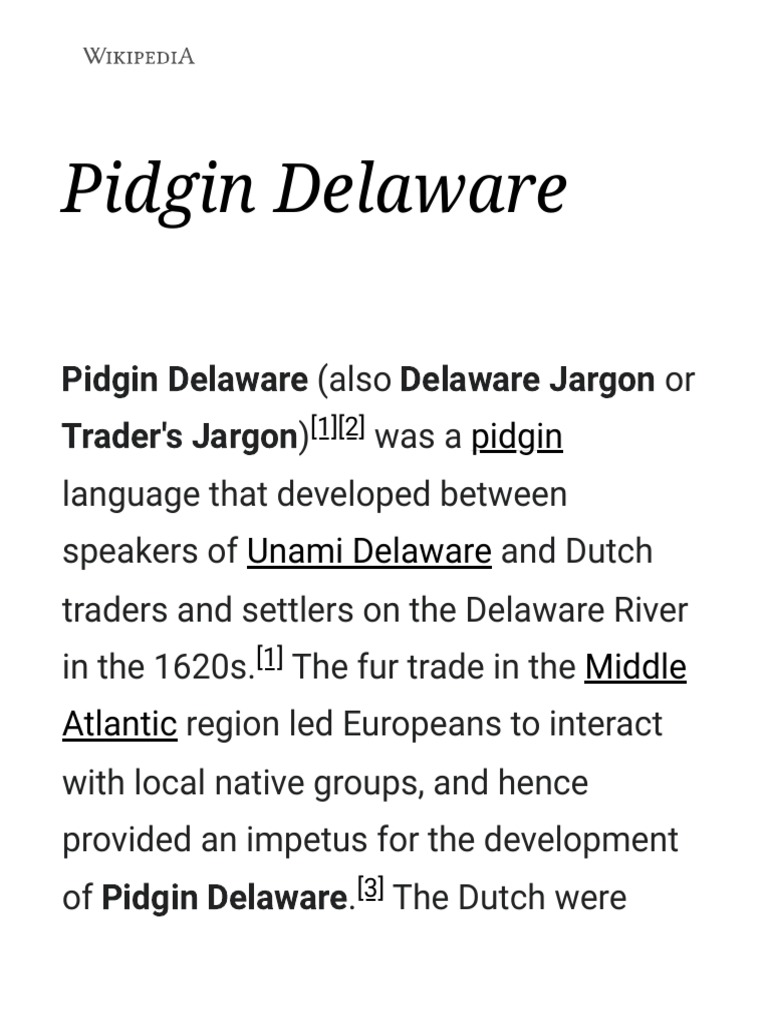 Pidgin Delaware - Wikipedia | PDF | Cognitive Science | Syntactic Relationships