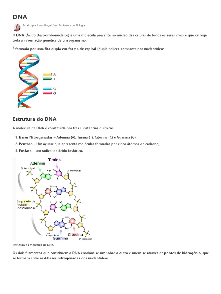 Estrutura e Função do DNA | PDF | DNA | Gene