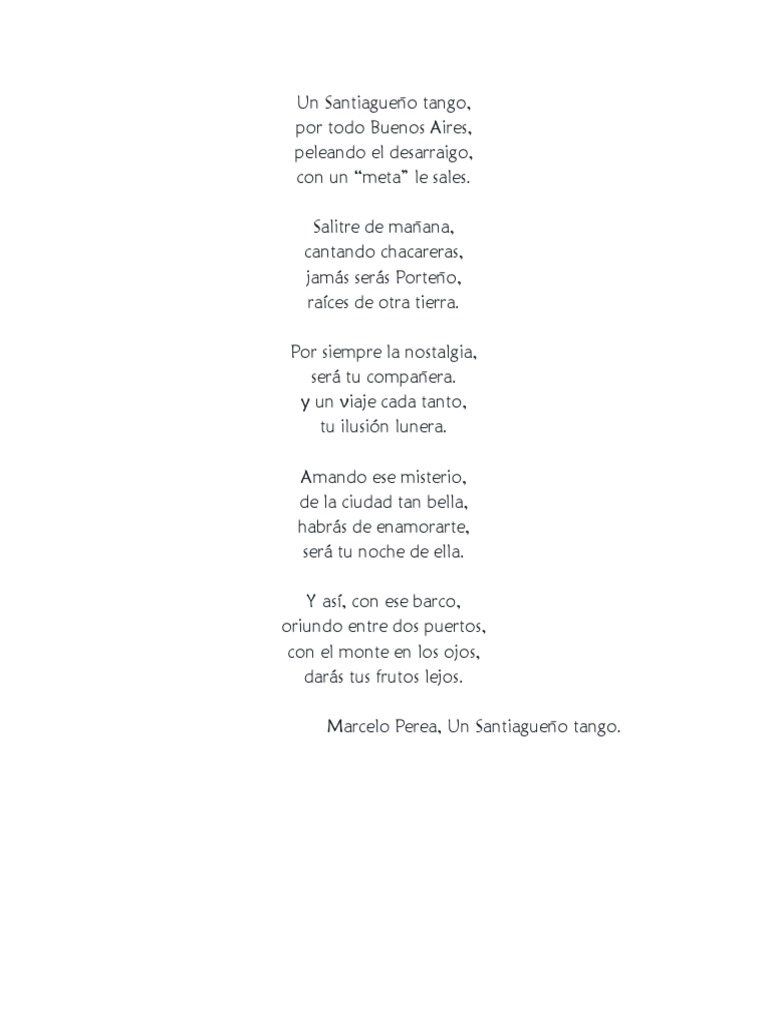 Un Santiagueño Tango Letra | PDF | Clásicos