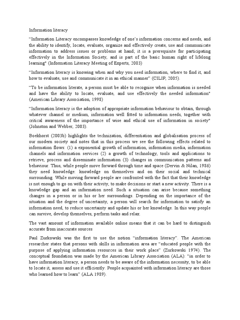 Information Literacy | PDF | Information Literacy | Libraries Information Literacy | PDF | Information Literacy | Libraries
