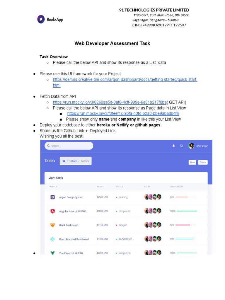 Assessment Task - Frontend Web) | PDF