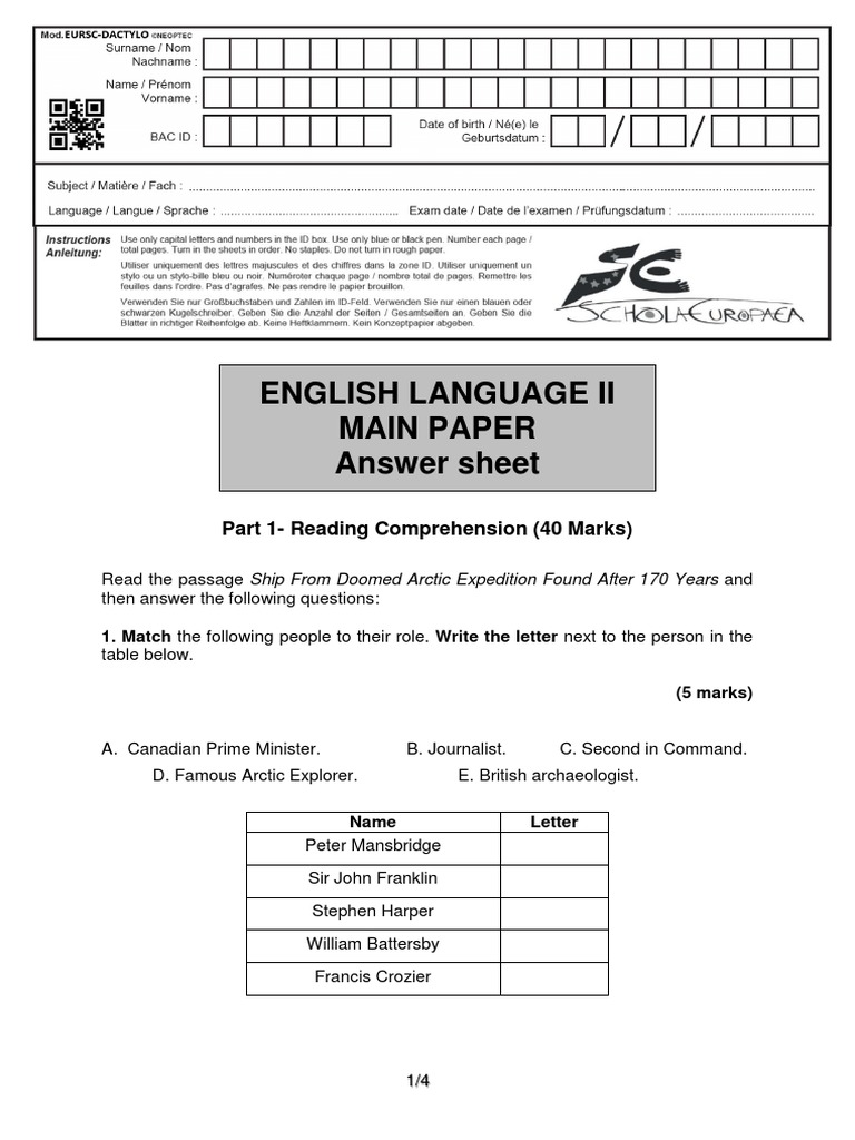 BACC Practice - Answer Sheet | Download Free PDF | Shipping | Ships