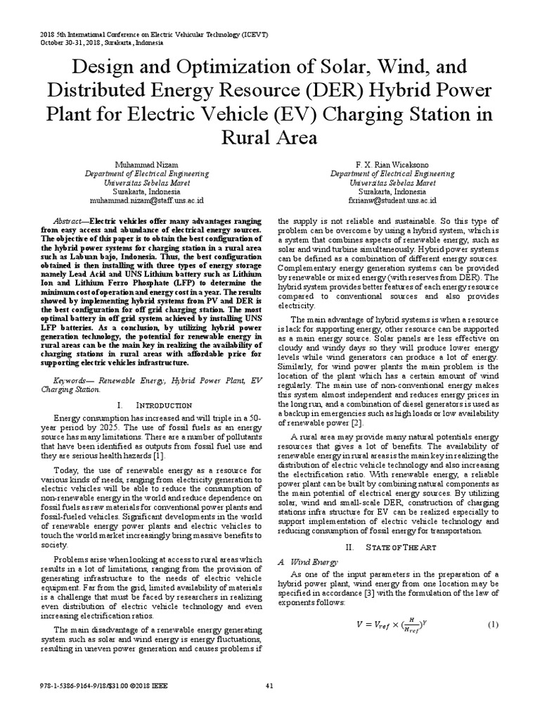 Design And Optimization Of Solar Wind And Distributed Energy Resources Der Hybrid Power