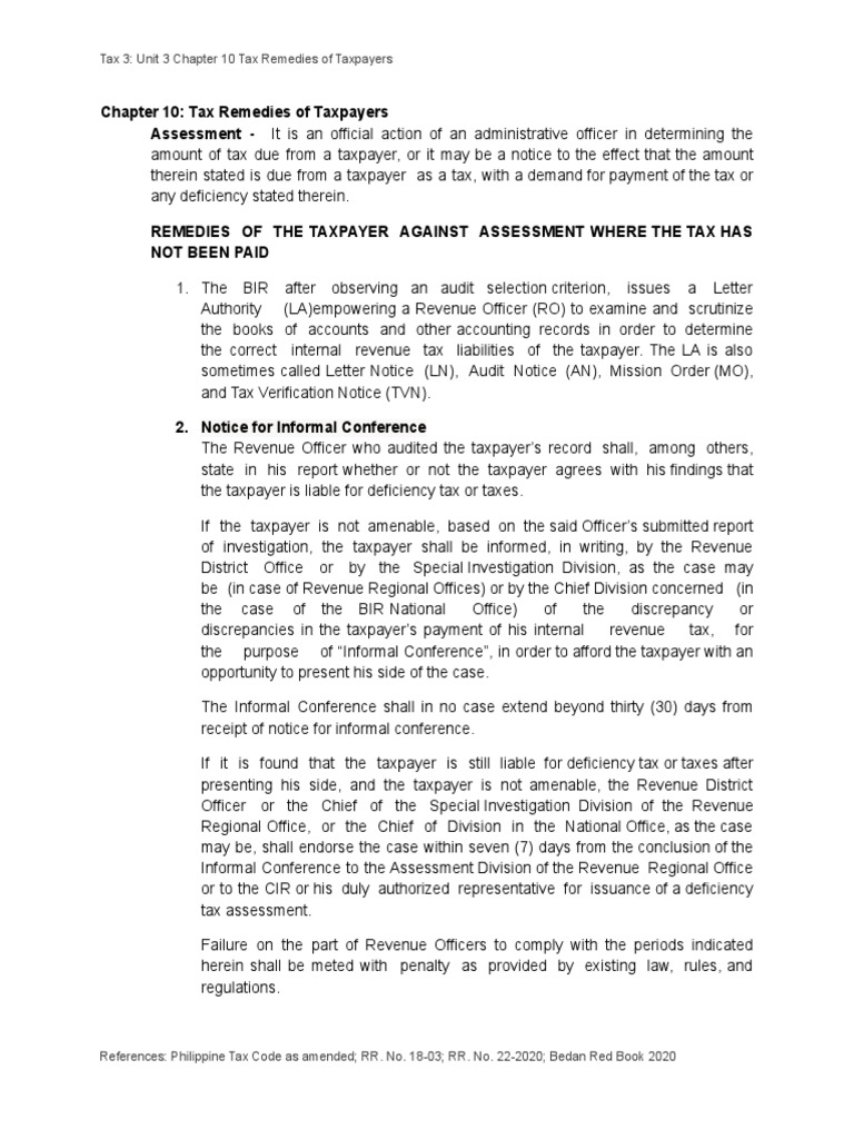 Tax 3 - Unit 3 Chapter 10 Tax Remedies of Taxpayers | PDF | Taxes ...