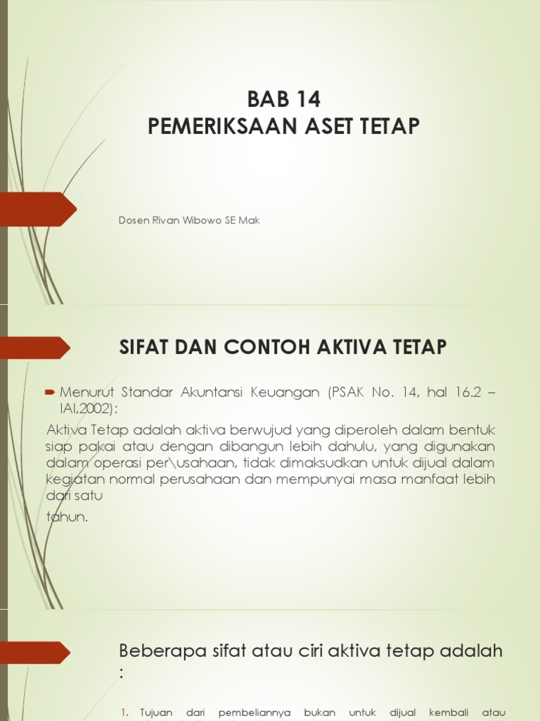 Bab 14 Pemeriksaan Aset Tetap | PDF Bab 14 Pemeriksaan Aset Tetap | PDF