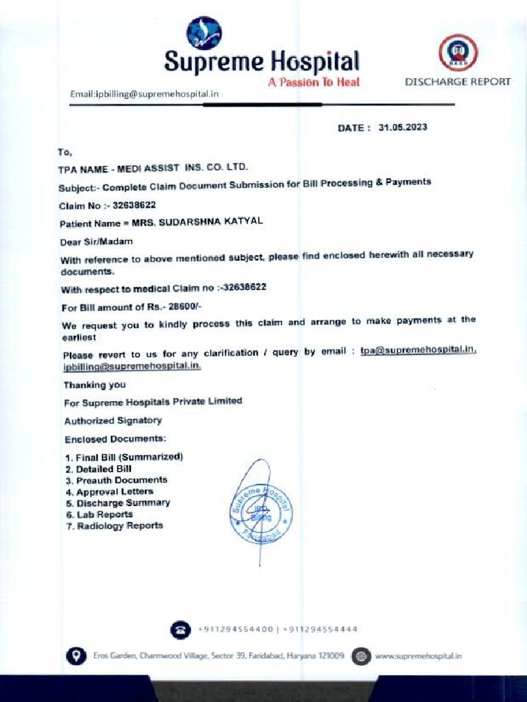 Dispatch Docket of Sudarshna Katyal Medi Assist - 0001 | PDF