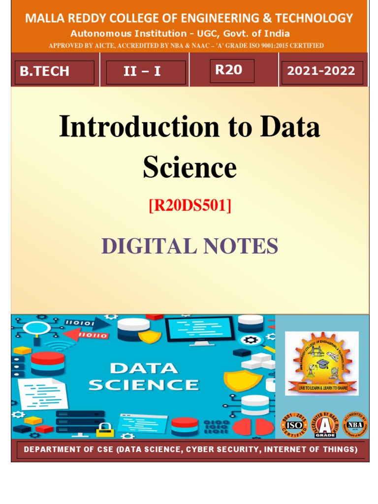 Introduction To Datascience (R20DS501) | PDF | Statistics | Computer Programming