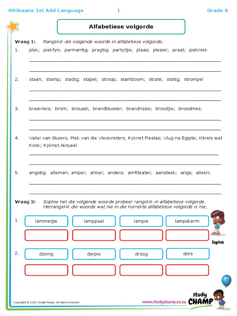 Gr6 Afr Werkboek 1 VNMW Alfabet | PDF