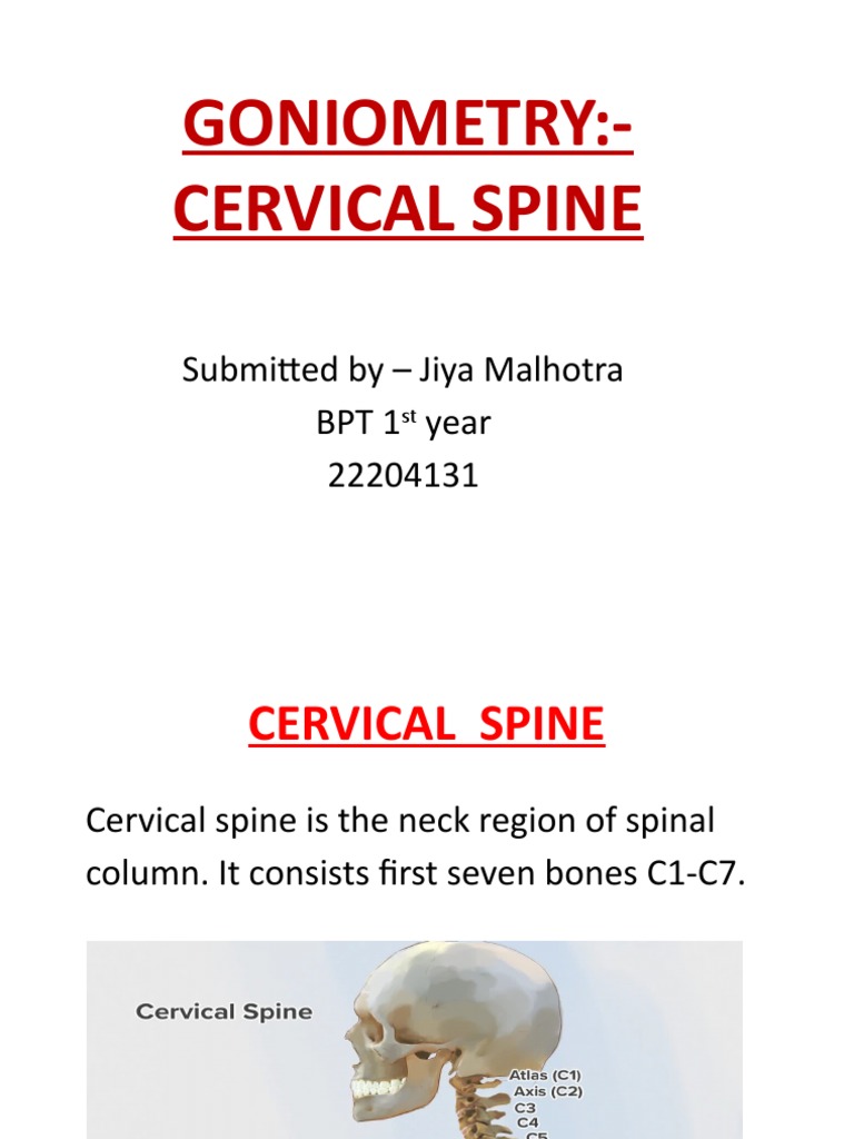 Cervical Spine Goniometry Guide | PDF | Vertebral Column | Vertebra