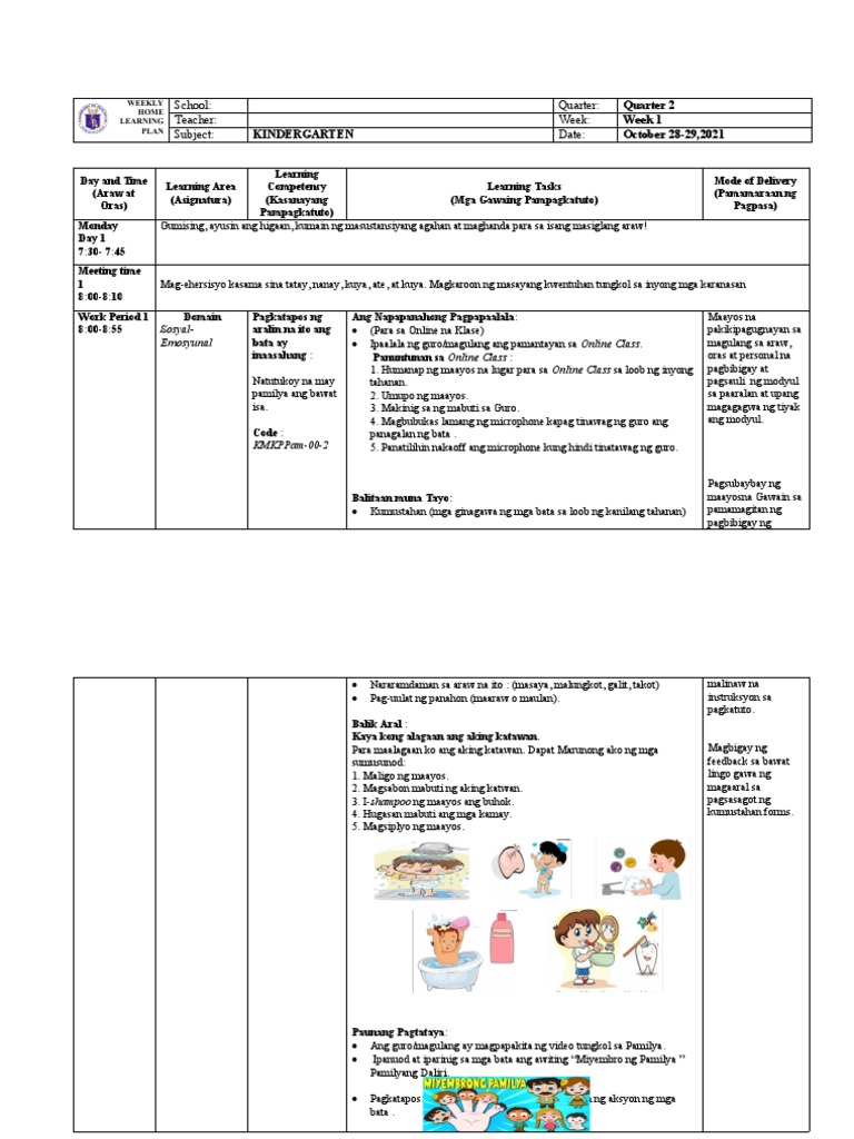 Quarter 2 WHLP Kindergaten | PDF