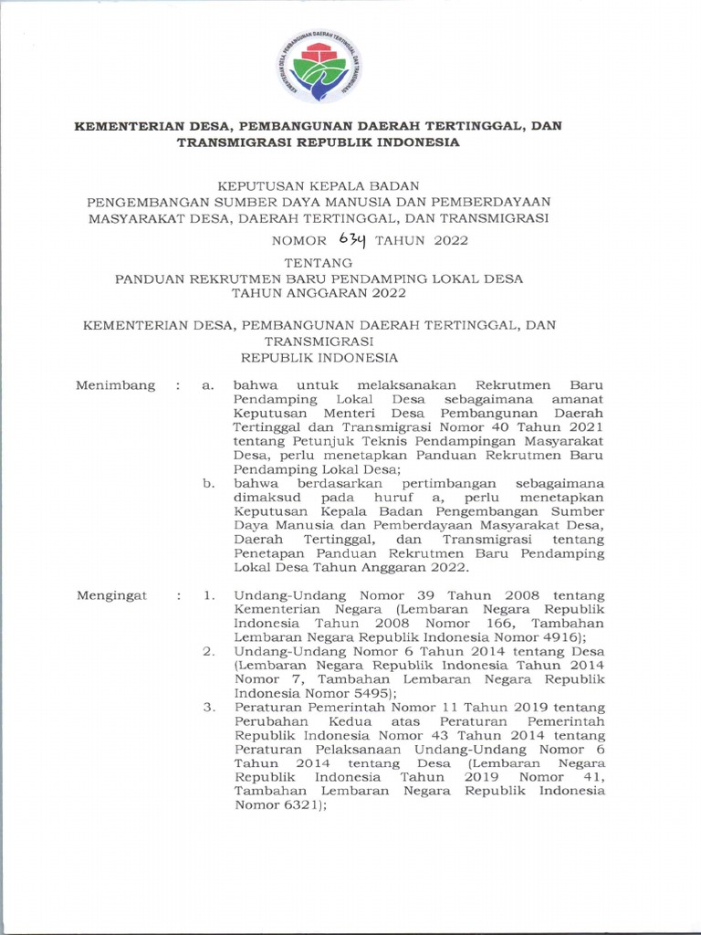 SK Rekrutmen Panduan Rekrutmen Dan Lampiran Rekrutmen PLD 2022 | PDF