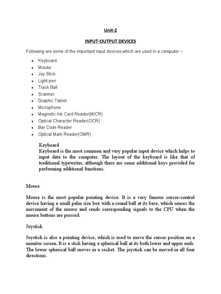 Unit-2 BBA | PDF | Printer (Computing) | Computer Keyboard