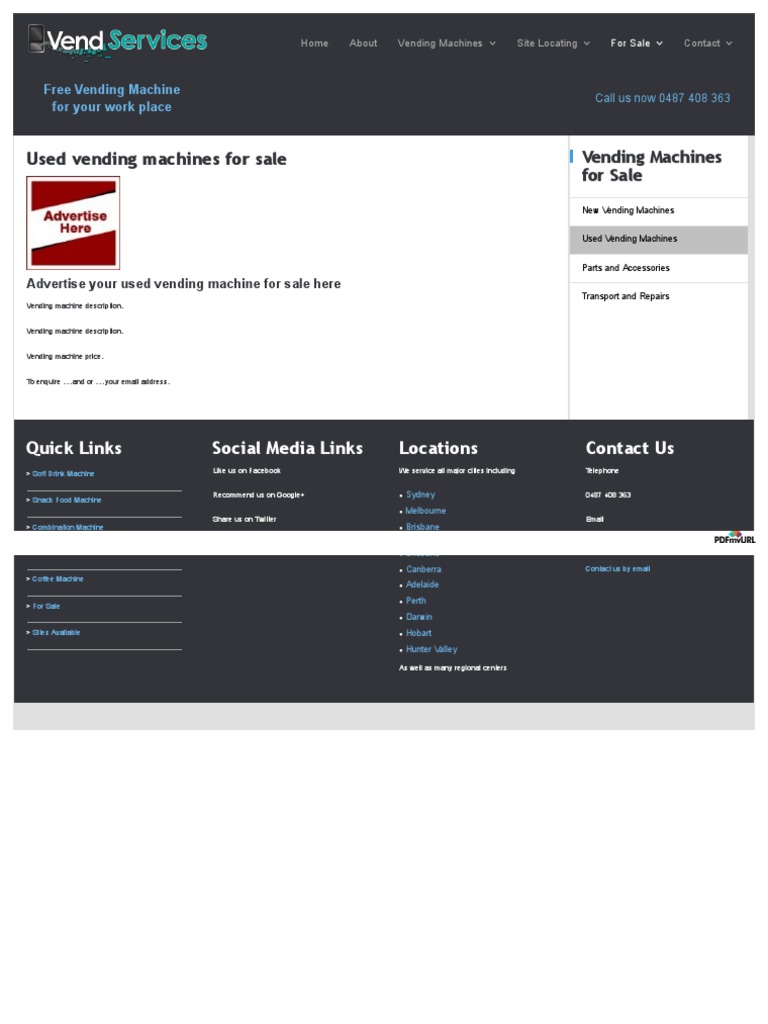 Sydney Used Vending Machines | PDF | Vending Machine | Computing