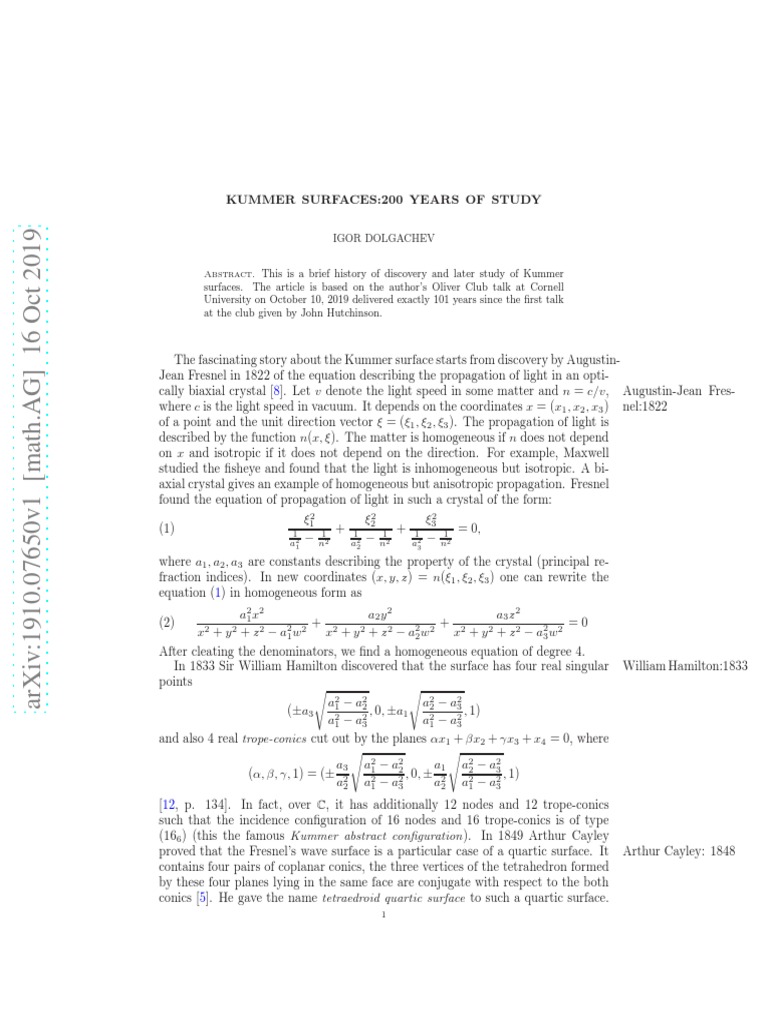 Kummer History Oct 19 | PDF | Group (Mathematics) | Mathematical Concepts
