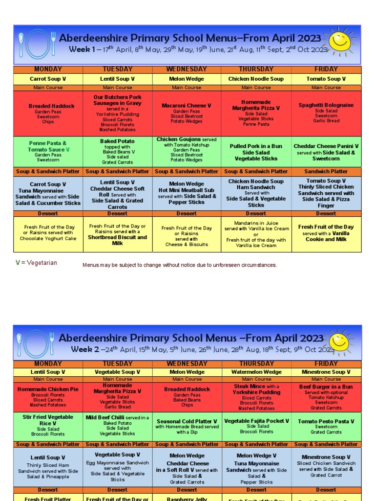 Primaryschoolmenu | PDF | Salad | Soup