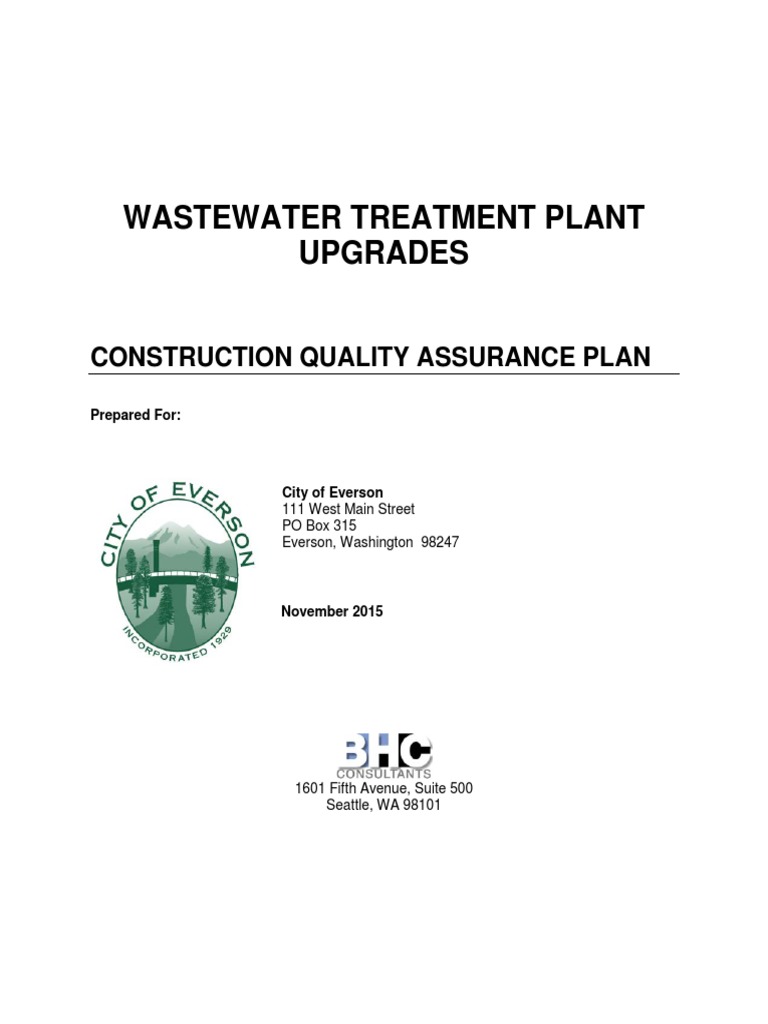 Everson WWTP Upgrades - CQA Plan | PDF | Sewage Treatment | Quality ...