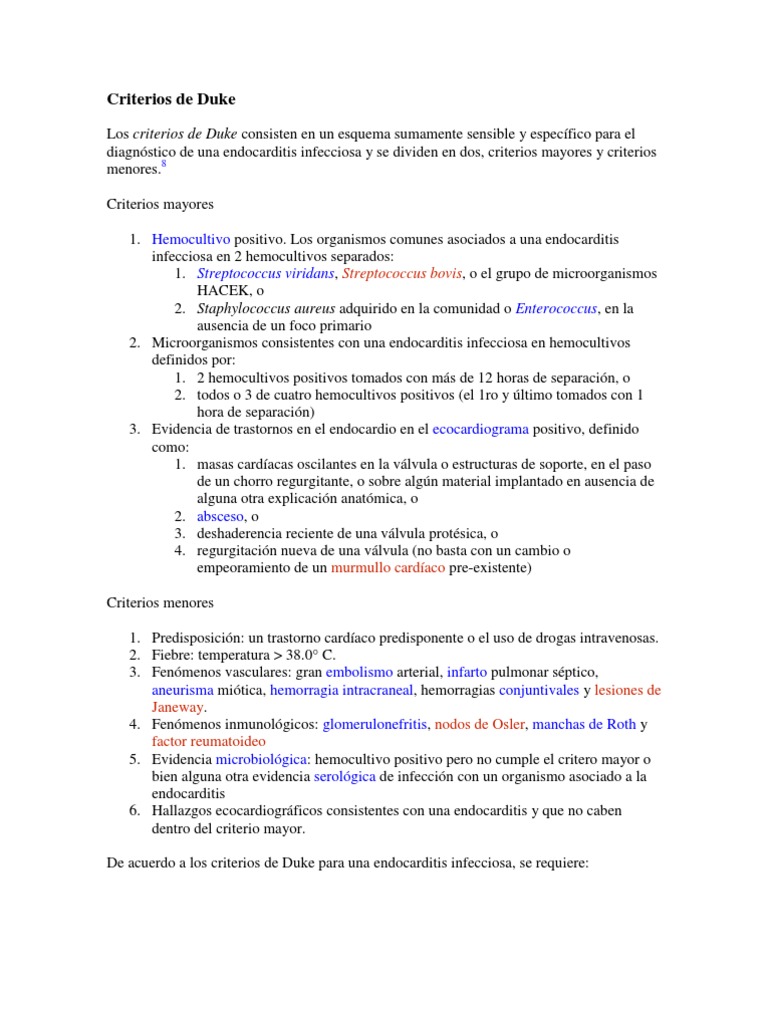 Criterios de Duke para Endocarditis 2024 | PDF | Salud y bienestar ...