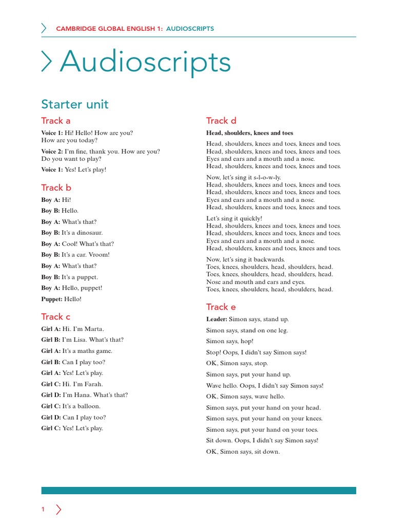 Cambridge Global English 1 Audioscripts | PDF