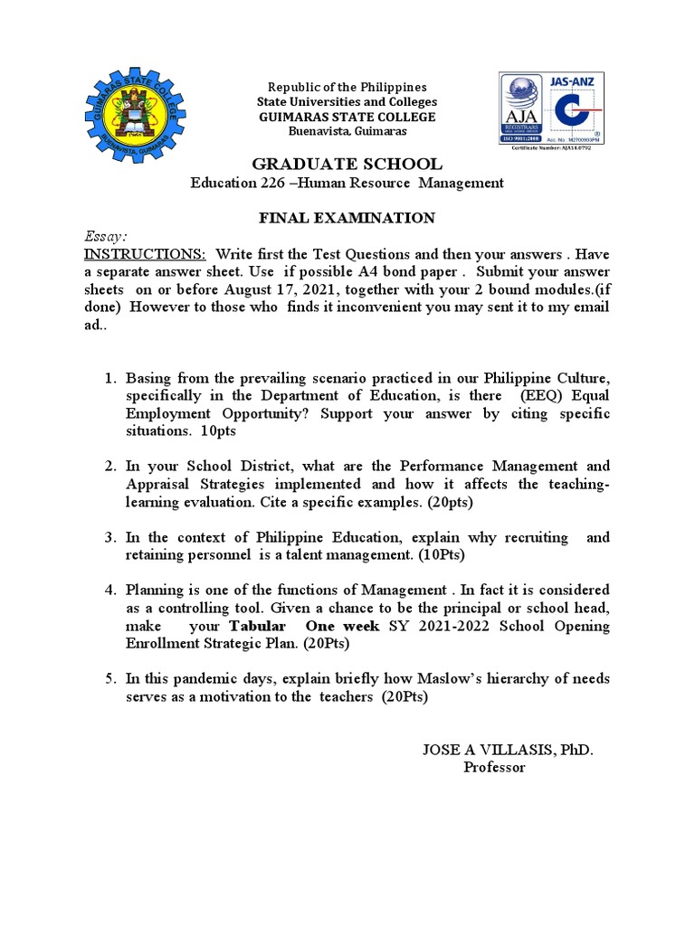 HRM Final Exam | PDF | Behavior Modification | Cognition