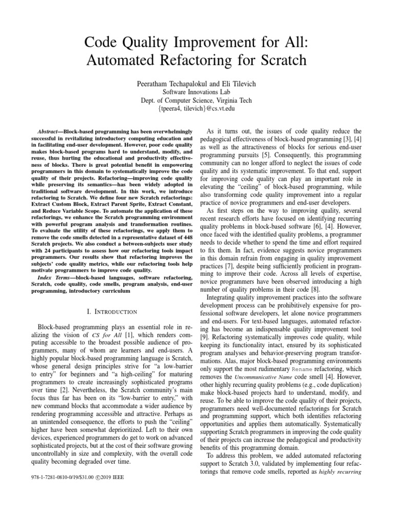 Scratch Refactoring | PDF | Computer Programming | Programming
