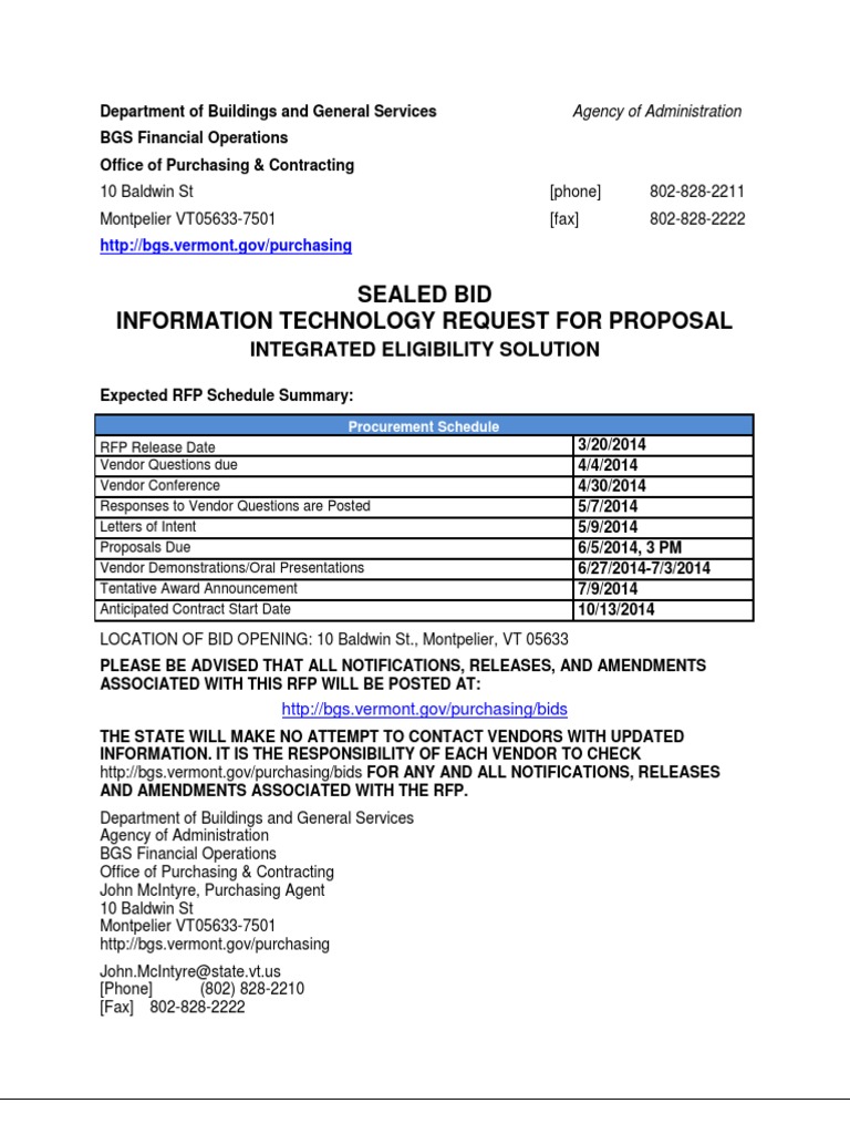 RFP Response Sample Template for Information Technology | PDF ...