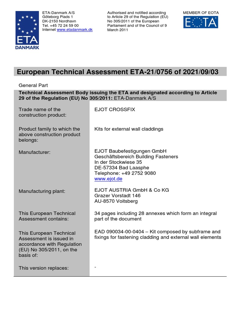 ETA210756 CrossFix Facade System Cons | PDF | Materials | Building ...