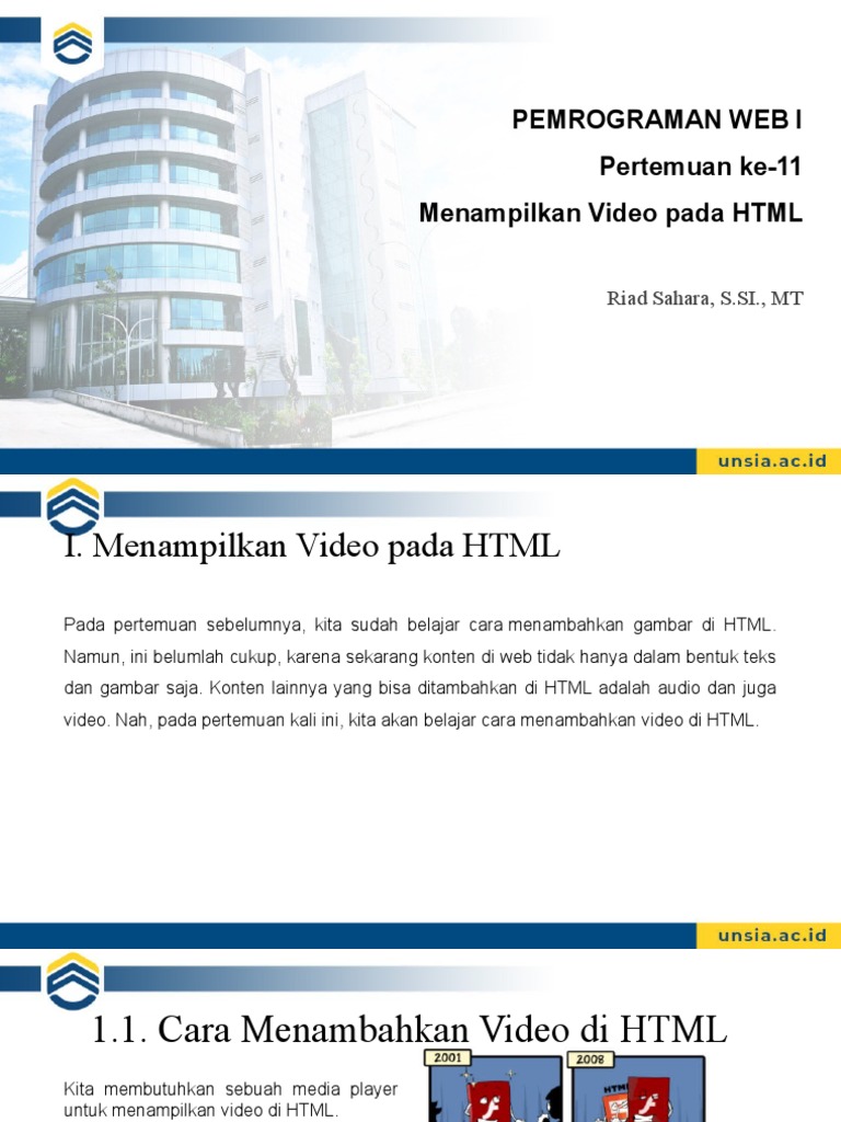 Pertemuan 11 - Menampilkan Video Pada HTML | PDF