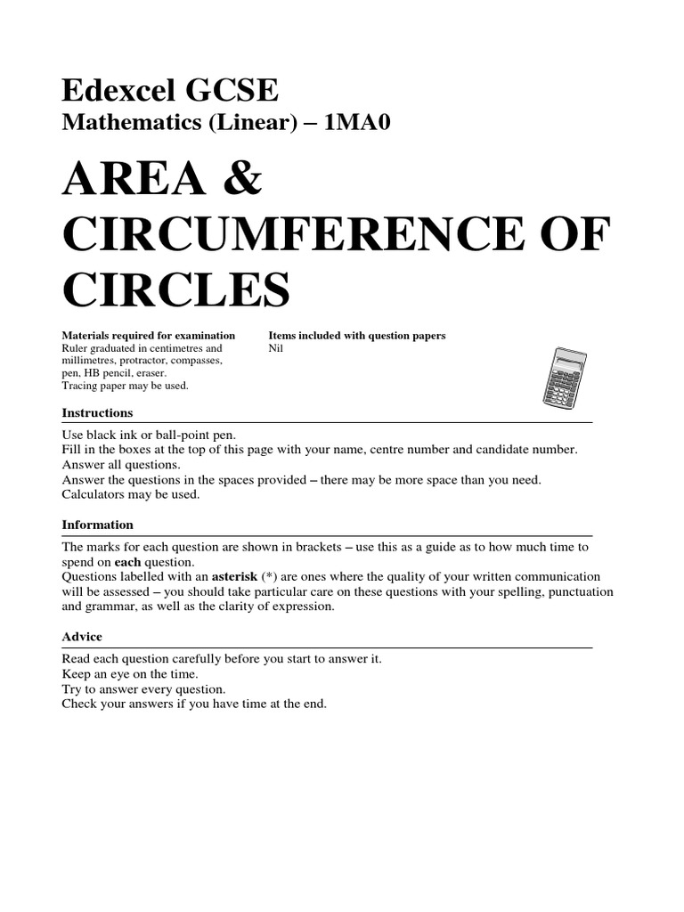 GCSE Circle Area & Circumference Questions | PDF | Circle | Area