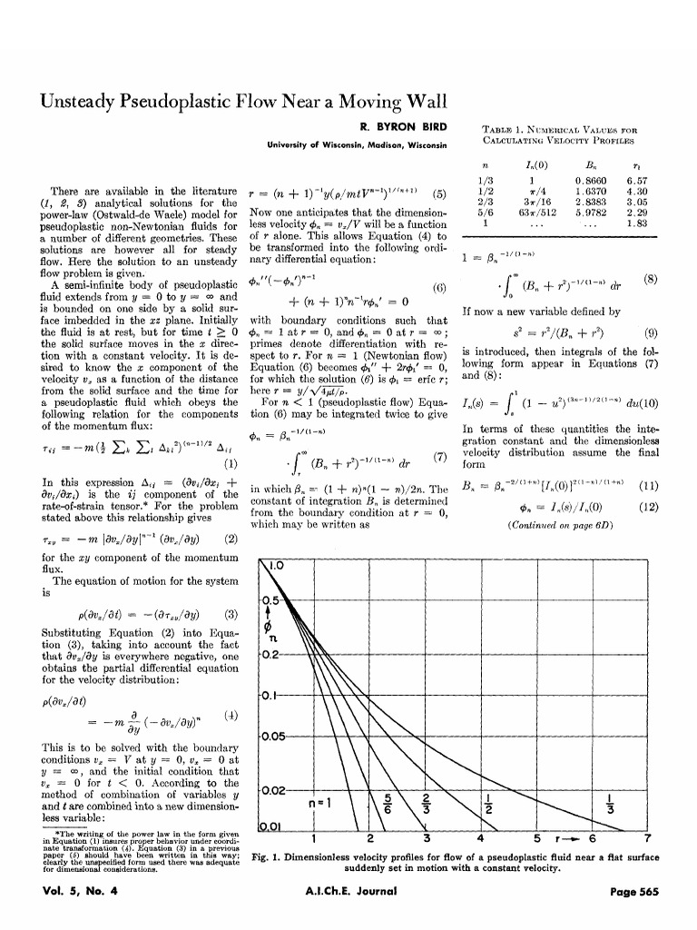 Unsteady Pseudoplastic Flow Moving Wall: Near A | PDF | Fluid Dynamics | Applied And ...