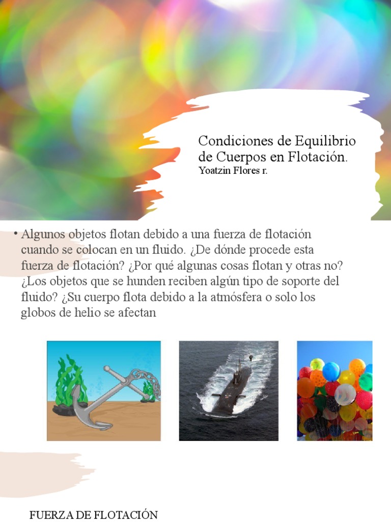 Condiciones de Equilibrio de Cuerpos en Flotacion | PDF | Ciencia y ...