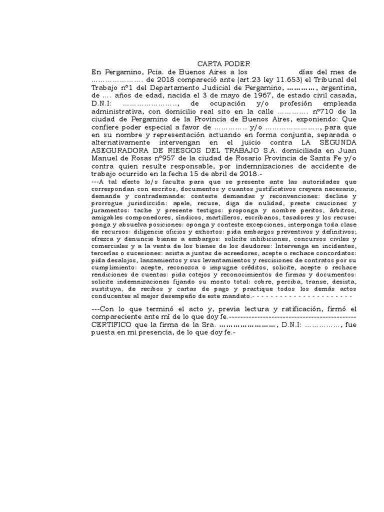 004 Carta Poder Tribunal | PDF | Gobierno | Justicia