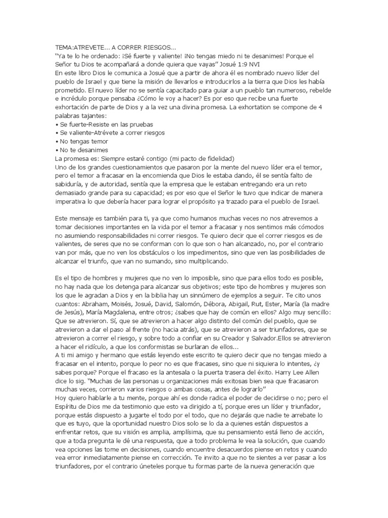 TEMA Atrevete A Correr Riesgos | PDF | Dios