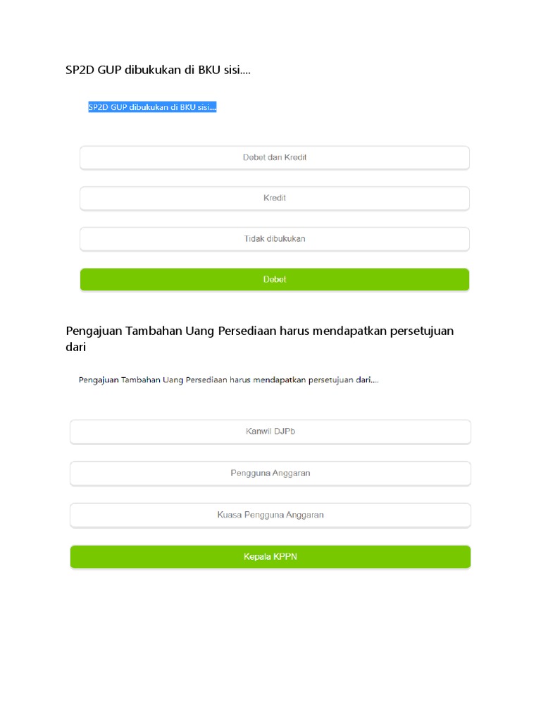 SP2D GUP Dibukukan Di BKU Sisi | PDF