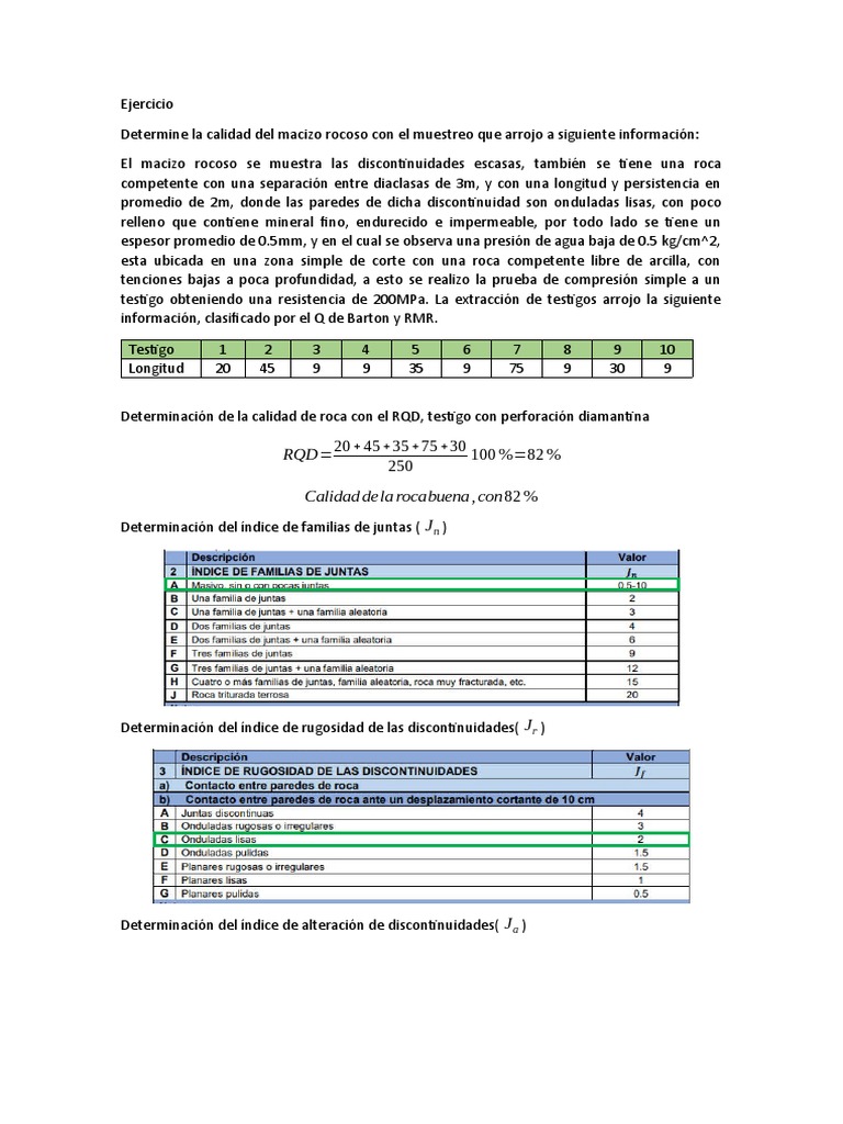 Ejercicio Del Q de Barton | PDF | Roca (geología) | Naturaleza