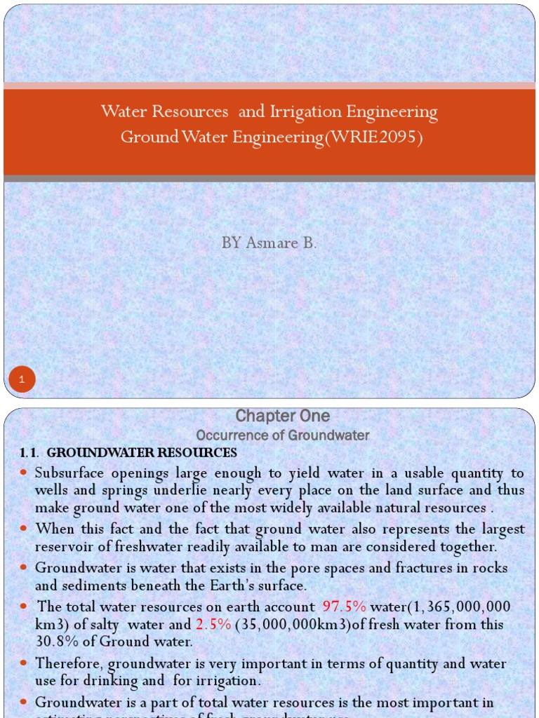 Lecturenote 1288194012chapter 1-2 | PDF | Aquifer | Groundwater