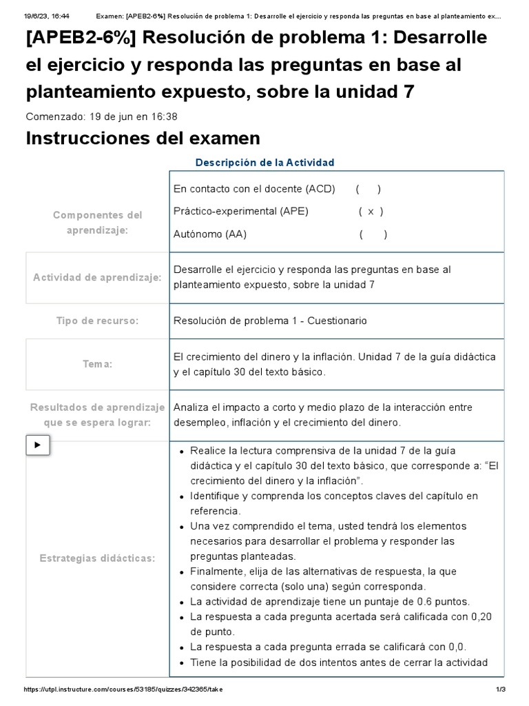 Examen - (APEB2-6%) Resolución de Problema 1 - Desarrolle El Ejercicio y Responda Las Preguntas ...