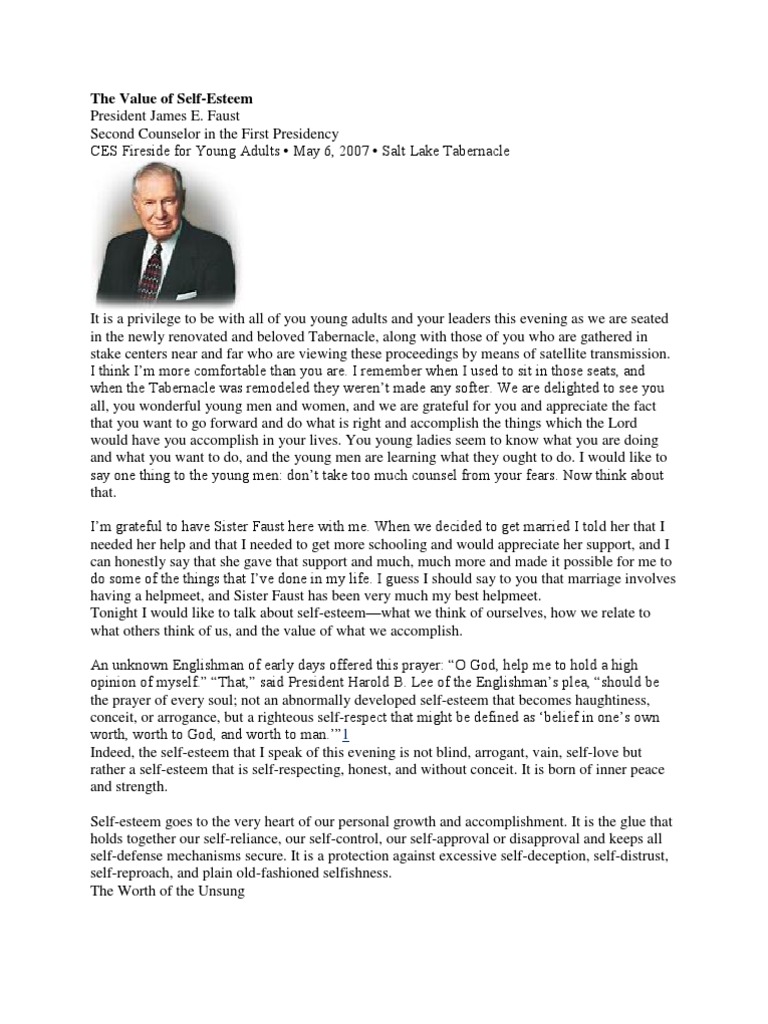 The Value of Self-1 | PDF | Self Esteem | Sin