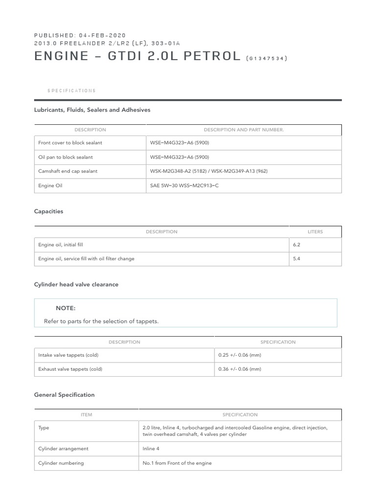 Engine - Gtdi 2.0L Petrol | PDF | Engines | Turbocharger