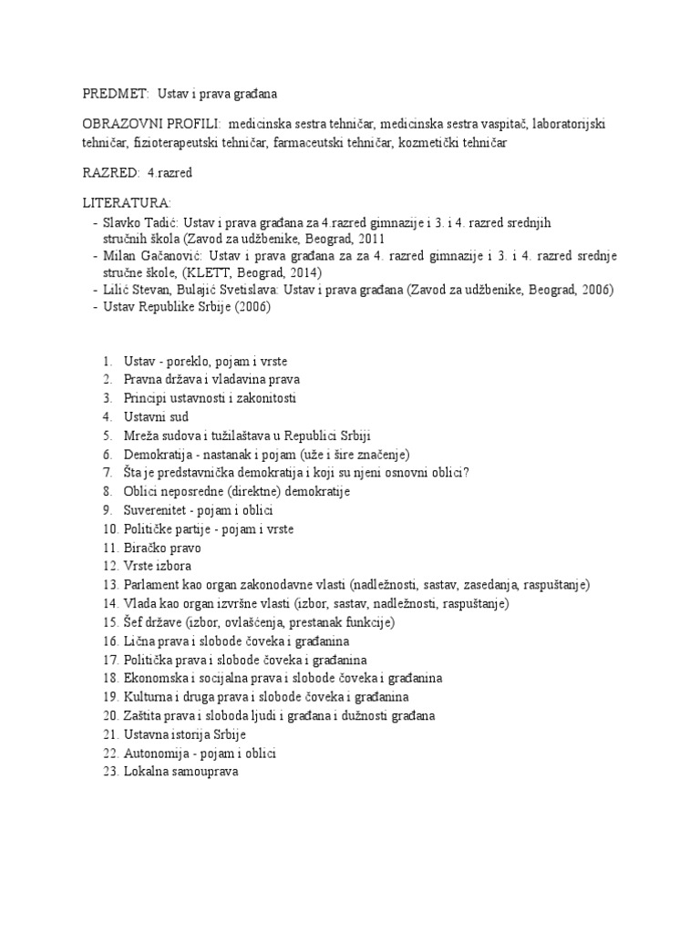 Ustav I Prava Gradjana | PDF
