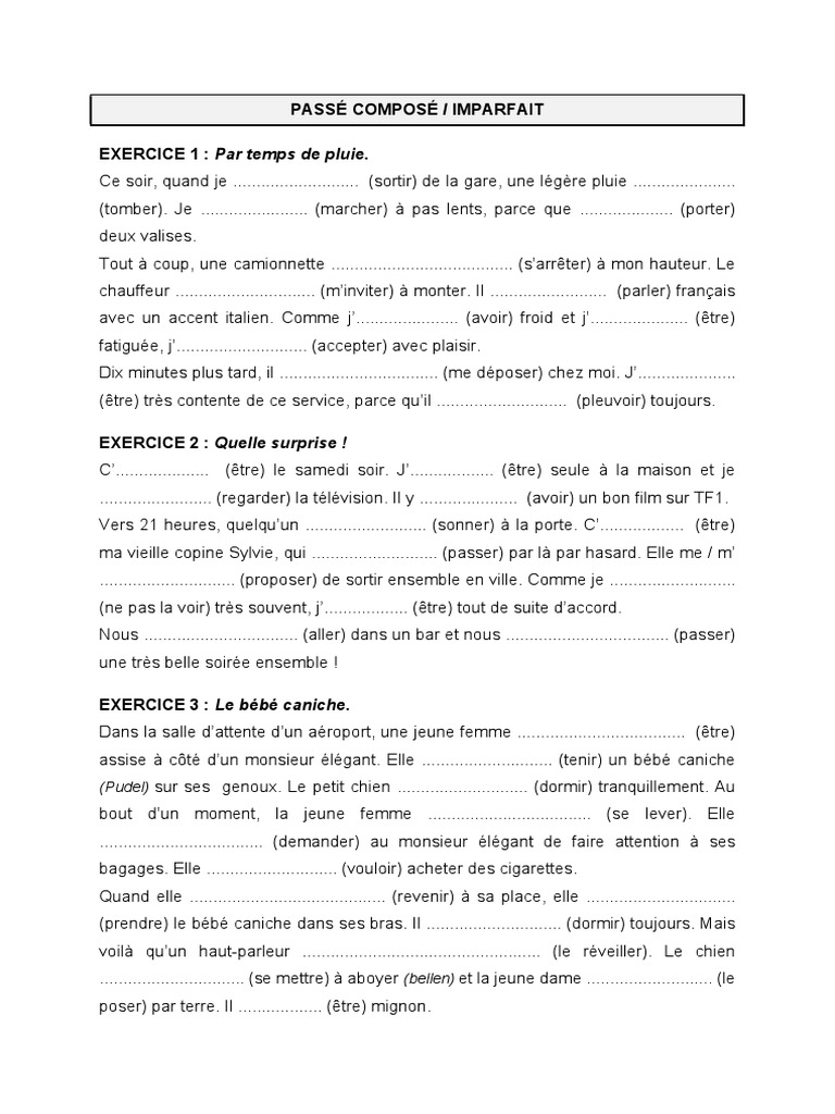 Passé Composé Ou Imparfait | PDF | Caniche