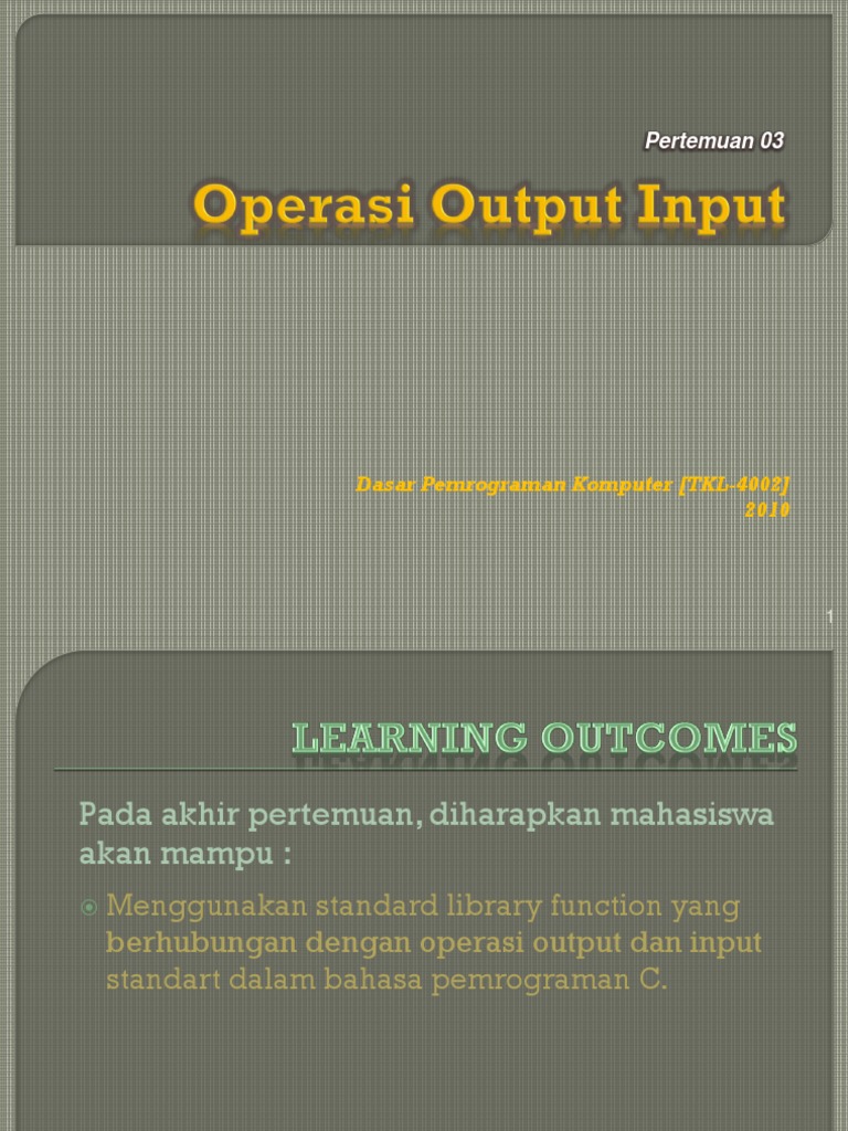 Dasar Pemrograman Komputer TKL 4002 Standard Library Function Yang 3 Operasi | PDF