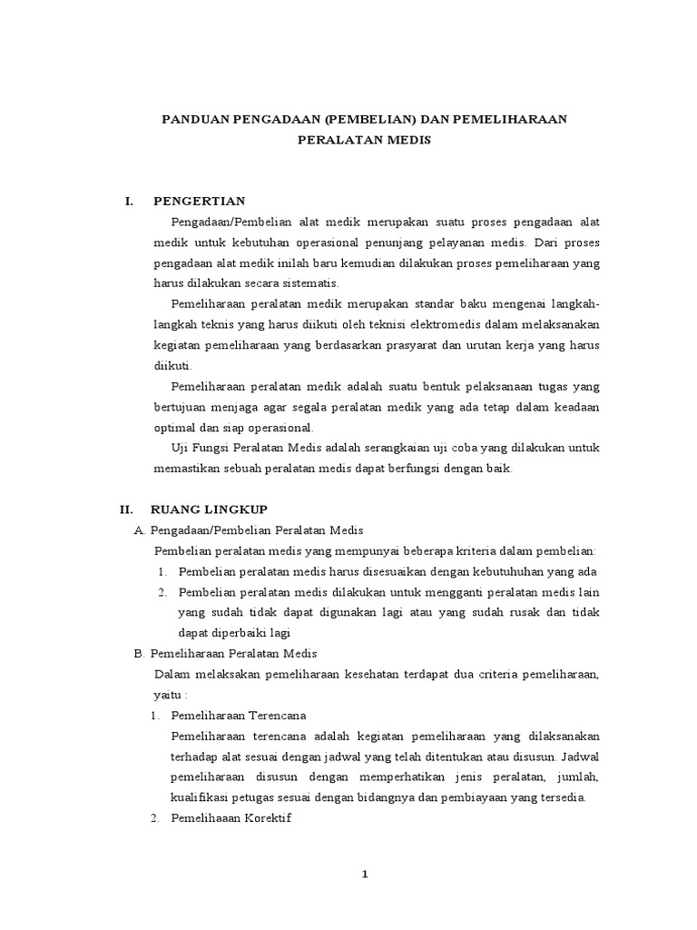 Panduan Baru Pembelian Alkse Dan Pemeliharaan Alkes | PDF