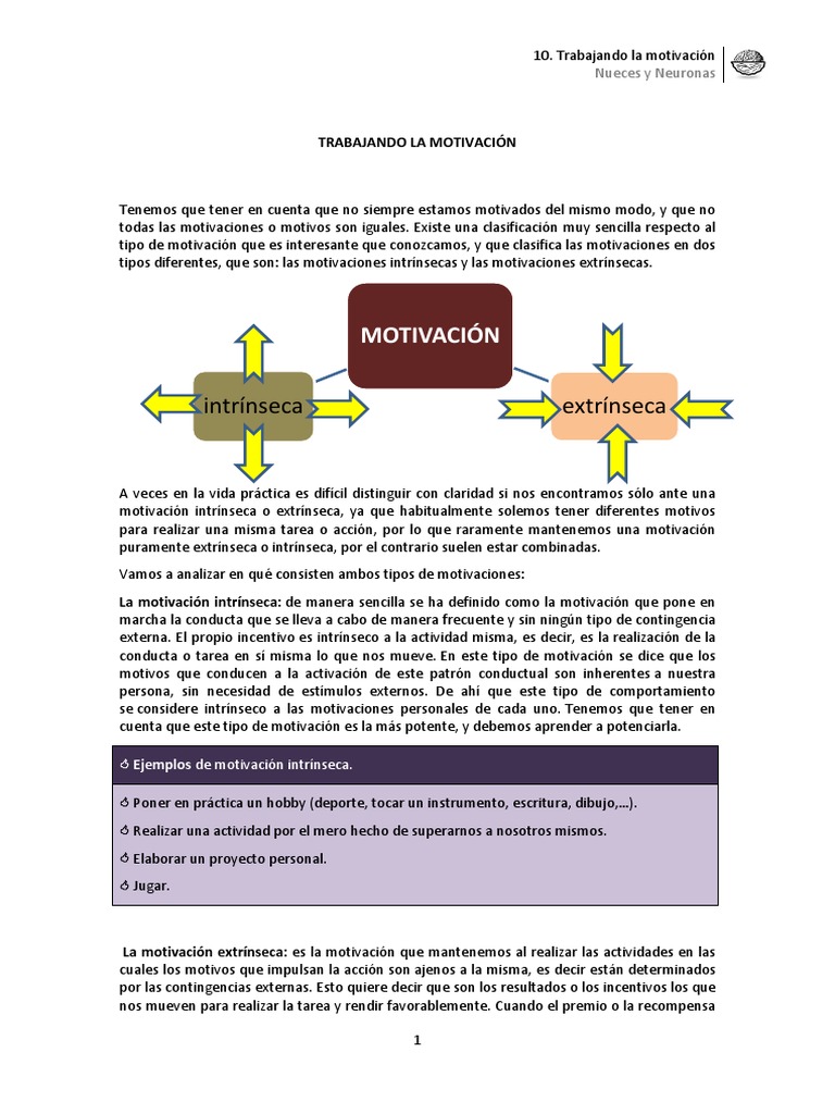 Intrínseca Extrínseca: Motivación | PDF | Motivación | Motivacional