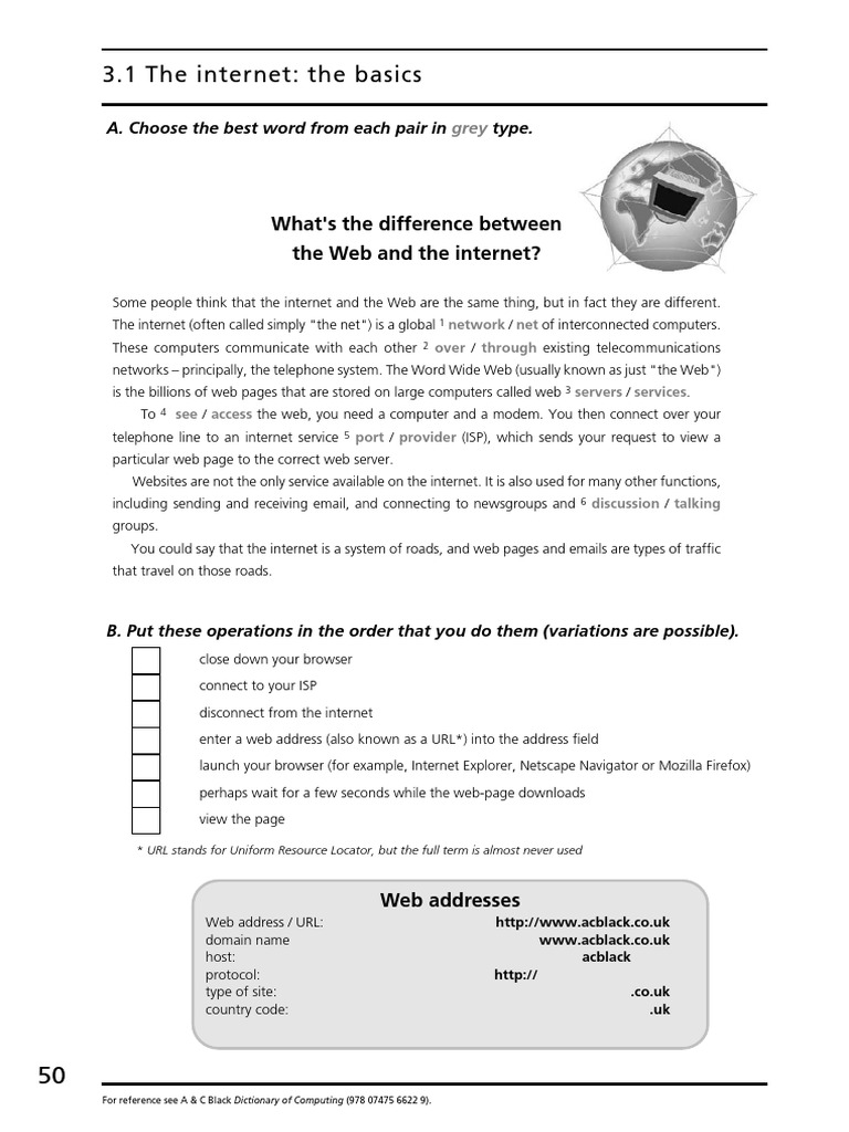 3.1 The internet the basics_Vocabulary IT | PDF | World Wide Web ...