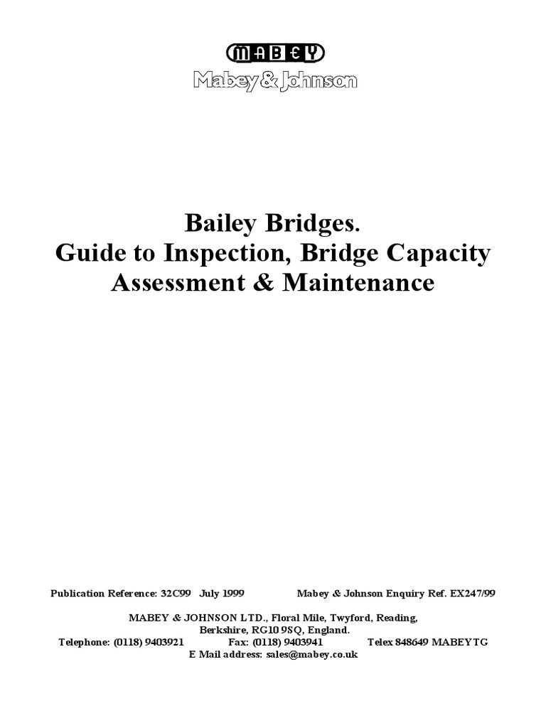 Bailey Bridges - Guide To Inspection, Bridge Capacity Assessment ...