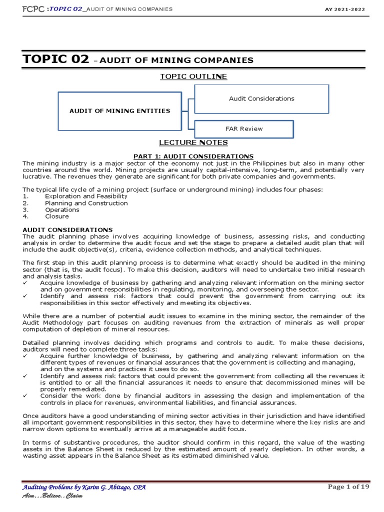 02 Audit of Mining Entities PDF | PDF | Depreciation | Audit