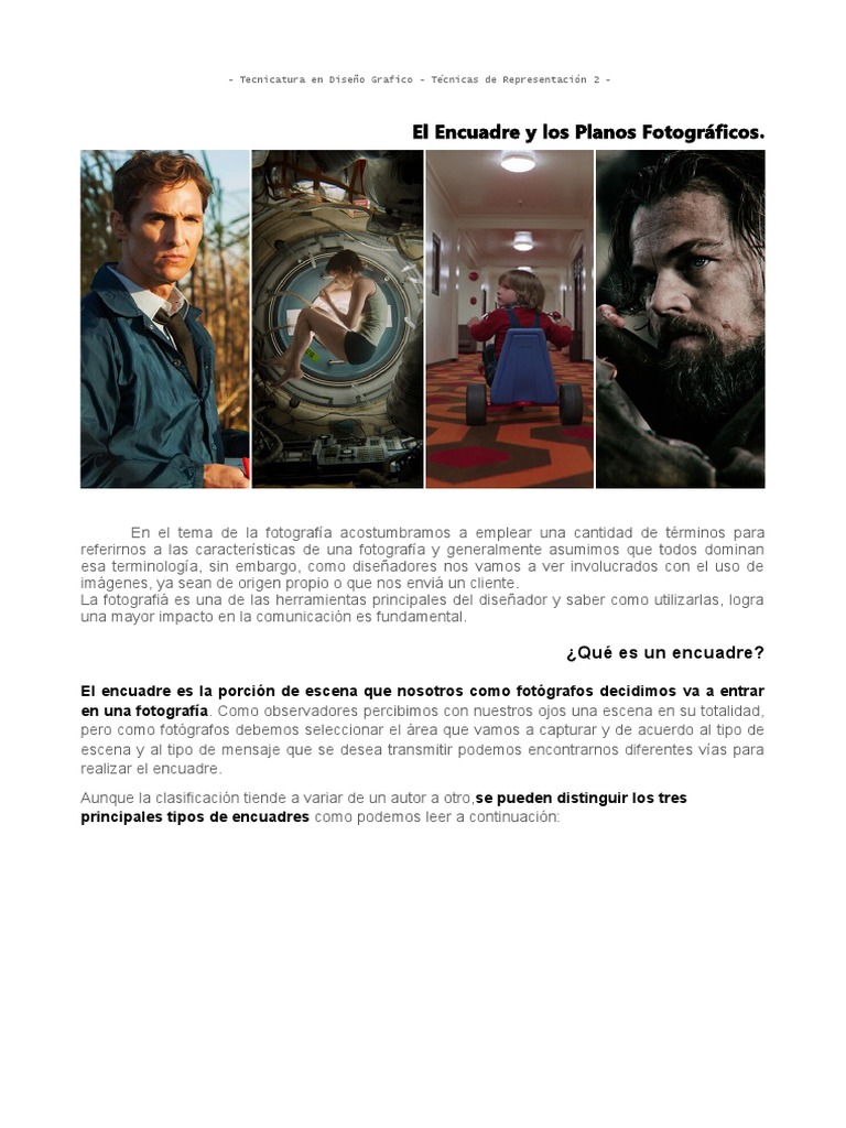 Tipos de Encuadre y Planos Fotográficos | PDF | Sonido | Diseño gráfico