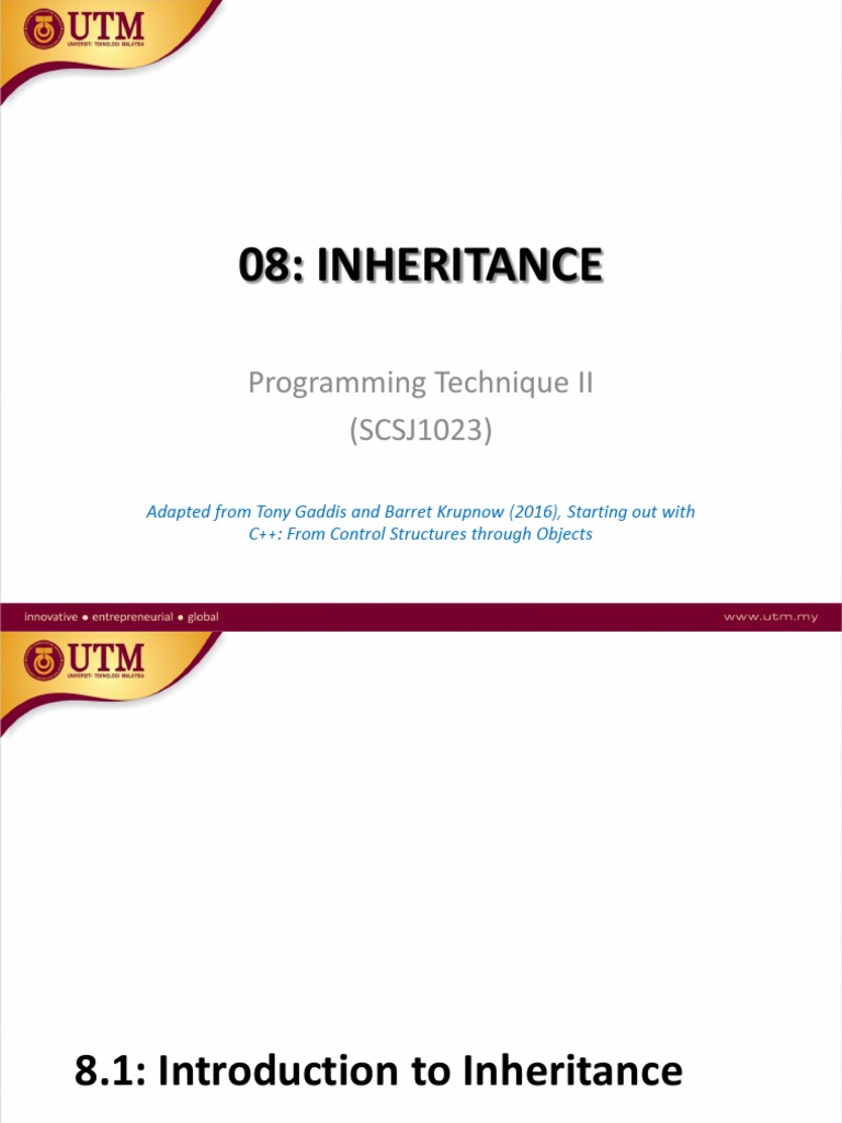 08 Inheritance Update 9apr2018 Pdf Inheritance Object Oriented Programming Class