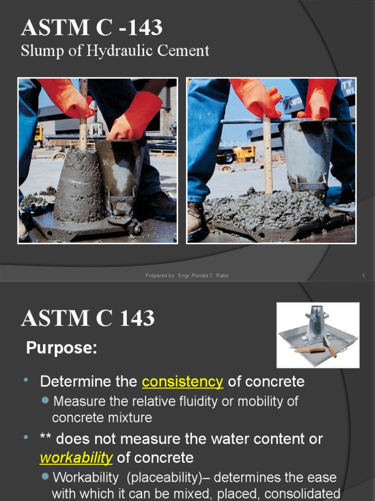 2.23 ASTM C 143 Slump of Freshly Mixed Concrete | PDF | Concrete | Materials Science