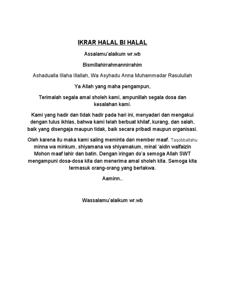 Ikrar Halal Bi Halal | PDF Ikrar Halal Bi Halal | PDF